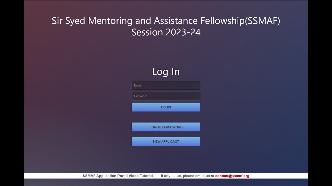 SSMAF Application Portal 2023-24 Video Tutorial