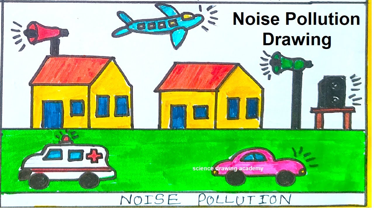 sound or noise pollution drawing - simple and easy steps | science drawing academy
