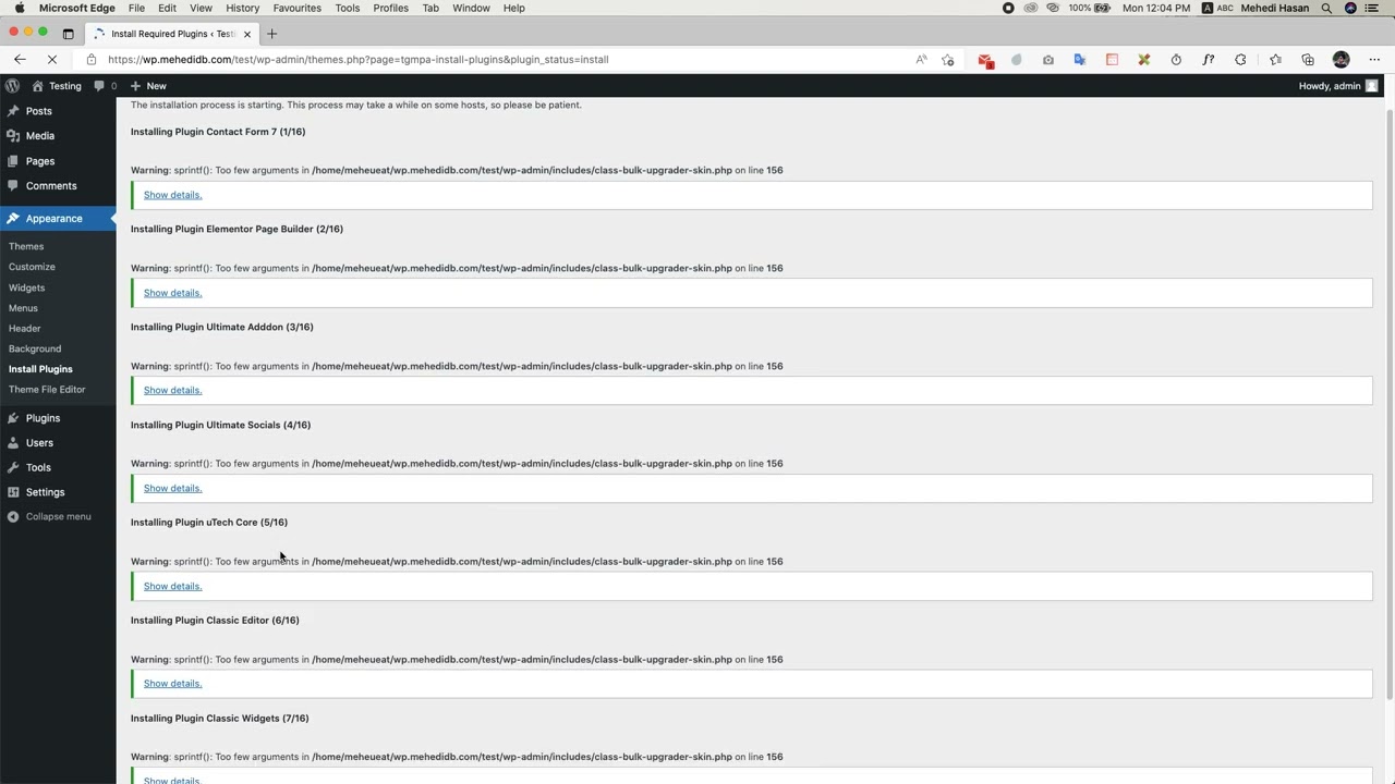 How to install all required plugin for a WordPress theme