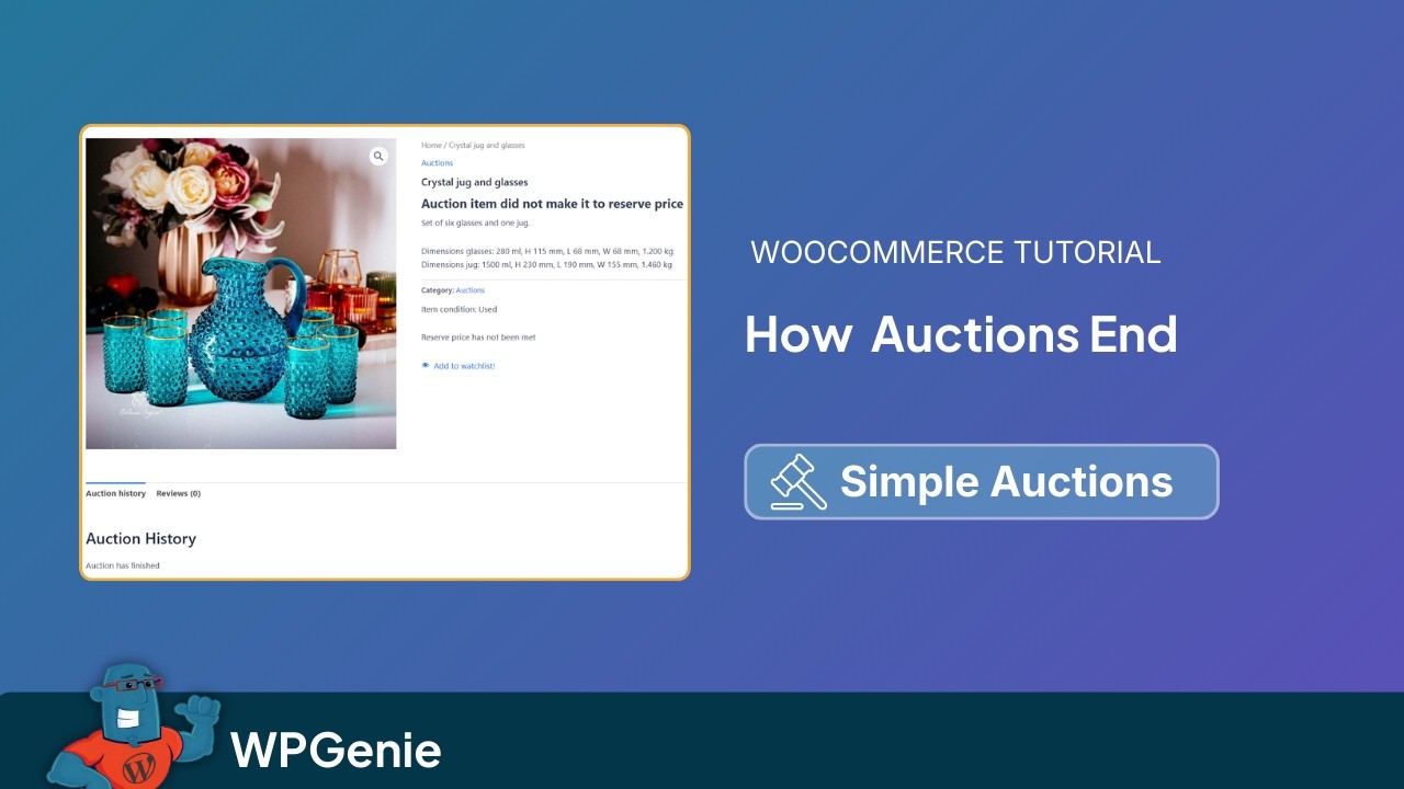 WooCommerce Simple Auctions - test auction finish