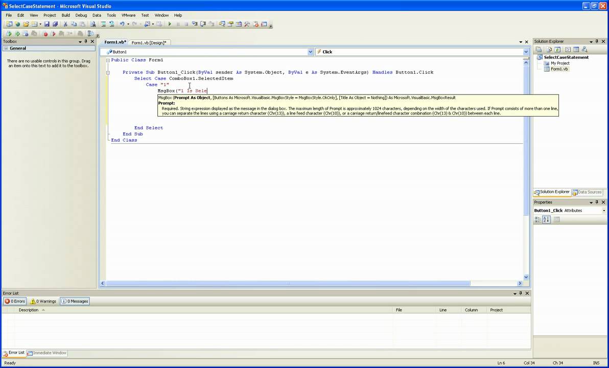 Visual Basic .net Tutorial 6: Select Case Statements