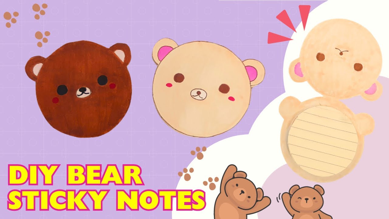 DIY CUTE BEAR STICKY NOTES 🐻🧸｜How To Make Sticky Notes With Paper｜Kawaii Notes｜Paper Bear