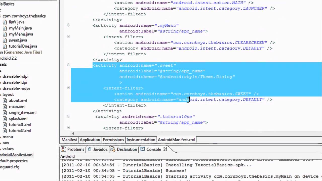 Android Tutorial & Lessons 19: Start ListView and create String array