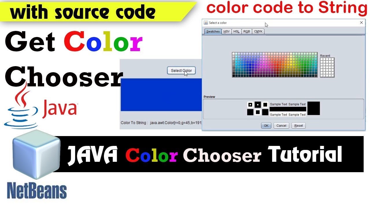 JAVA NetBeans Color Chooser select colors in java Tutorial | java for beginners Tutorial