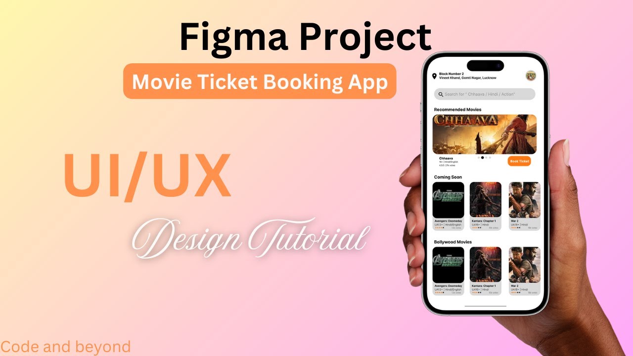 Figma Design Tutorial: Create a Modern Movie Booking Ticket App UI/UX  #chhaava