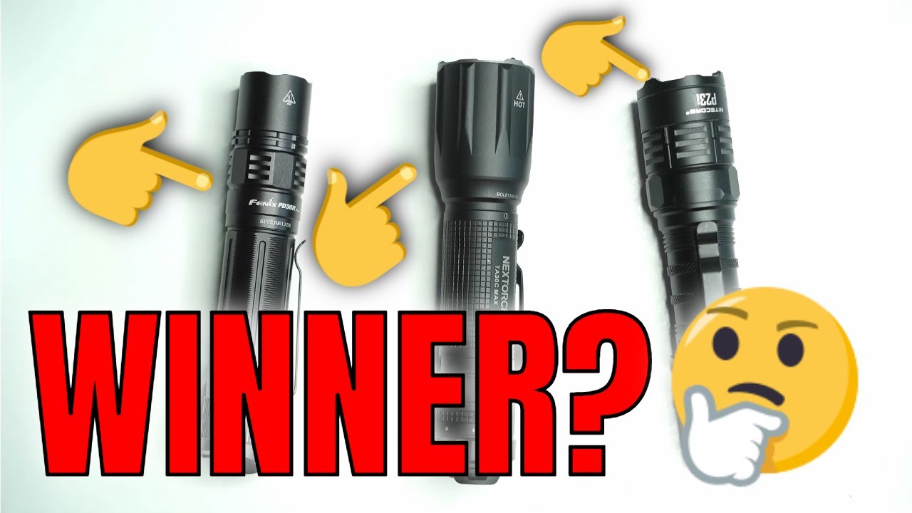 3000 Lumen Tactical Flashlight Battle! Fenix PD36R Pro vs Nextorch TA30C Max vs Nitecore P23i ...
