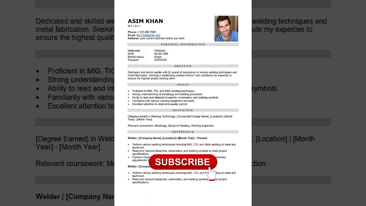 CV Format For Dubai | Best CV For Saudi Arabia