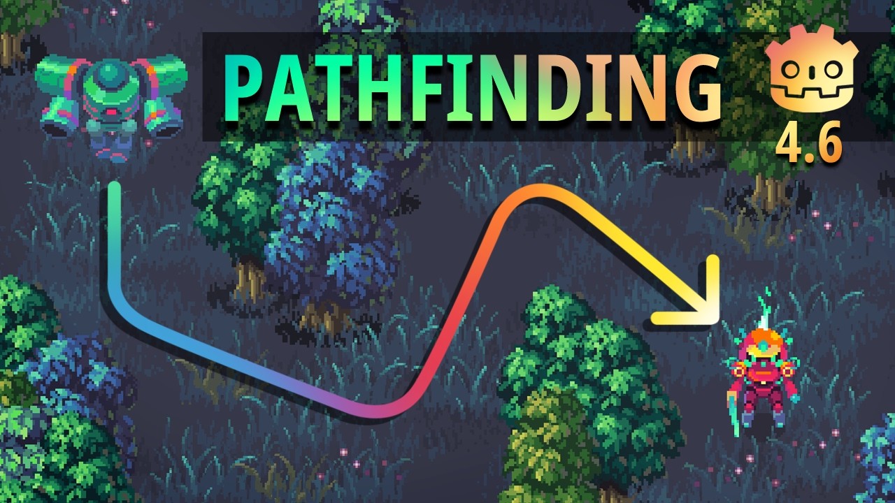 2D Pathfinding in Godot in 2 mins (NavigationRegion2D node & NavigationAgent2D node)