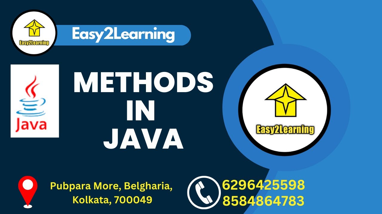 Methods in JAVA -JAVA Bootcamp by Easy2learning