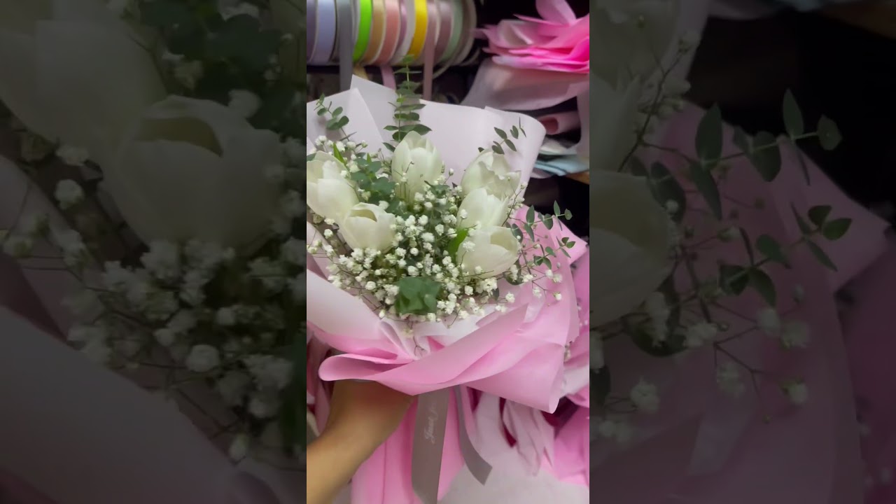 6 white tulips Flower  | Huamama Singapore