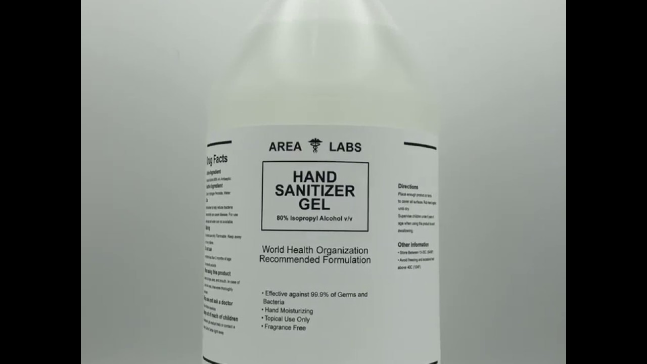 Area Labs Hand Sanitizer Gel - 80% Alcohol - 1 Gallon