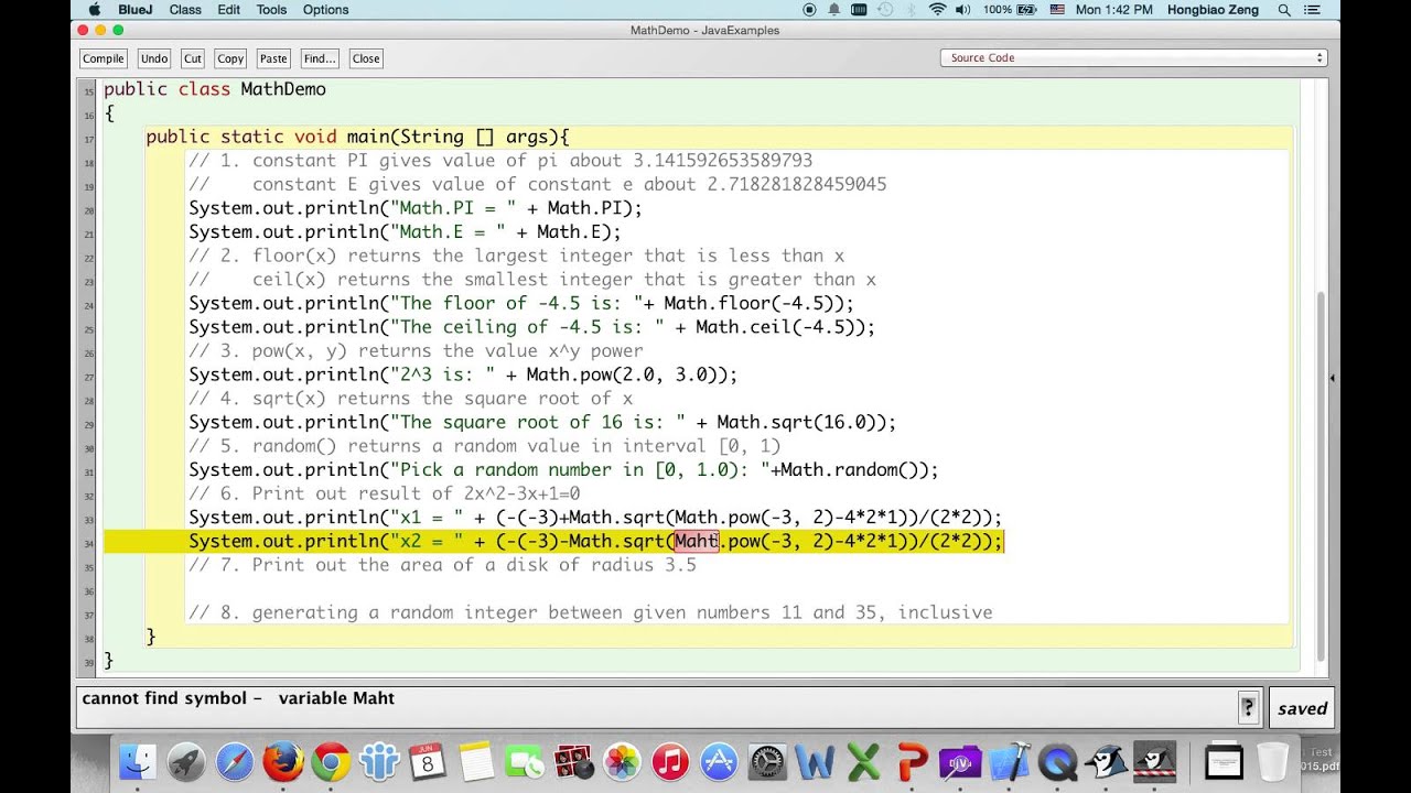How to write math expressions in java