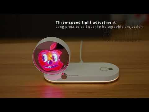 K02 3 in 1 wireless charger with Naked eye 3D and night light