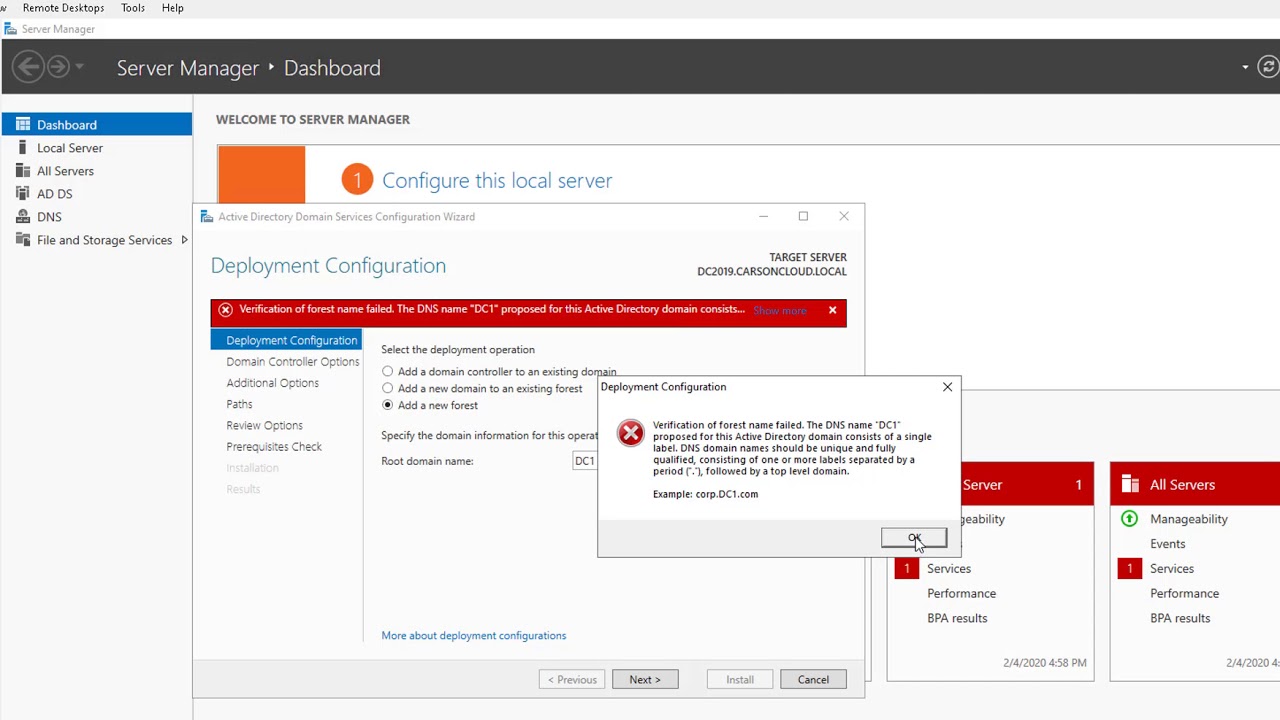 Install and Configure Domain Controller on Server 2019