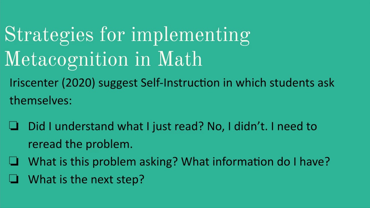 Metacognition and Mathematics- Google Slides