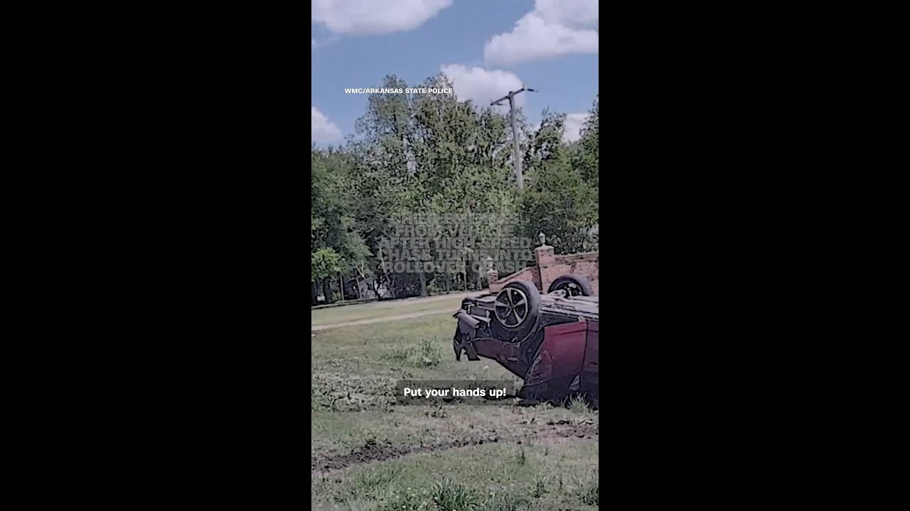 Child emerges from vehicle after high-speed chase turns into rollover crash