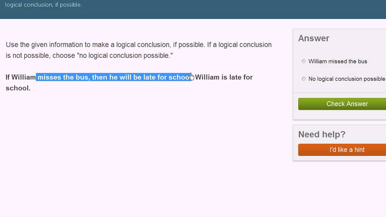 Logical argument and deductive reasoning exercise example