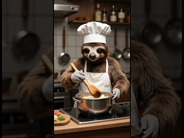 Sloth chef cooking #cute #animals #ai #funny