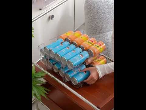 Soda Can Dispenser for Refrigerator Adjustable width soda can organizer