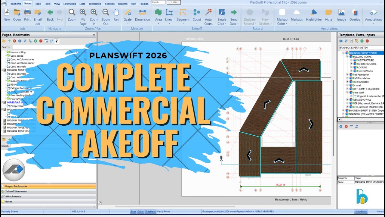 PlanSwift Complete Commercial Takeoff 2026 | Step-by-Step QS Estimating | Takeoff Tutorial