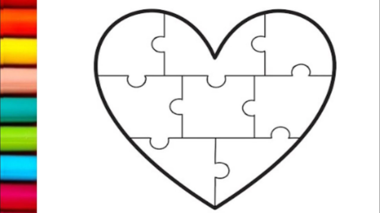 Heart Puzzle Drawing | How to Draw Heart Puzzle pieces || Puzzle Drawing Step by Step