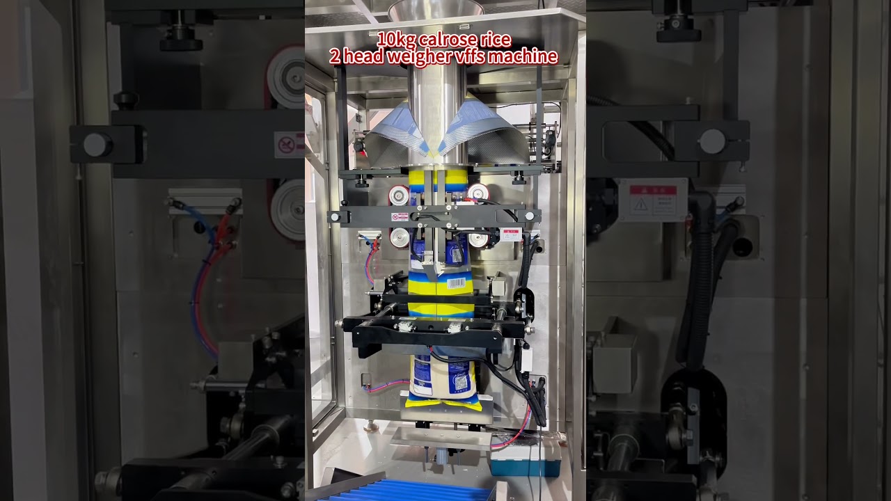 10kg premium rice 2 head weigher vffs vertical packaging machine,grain filling sealing system#rice