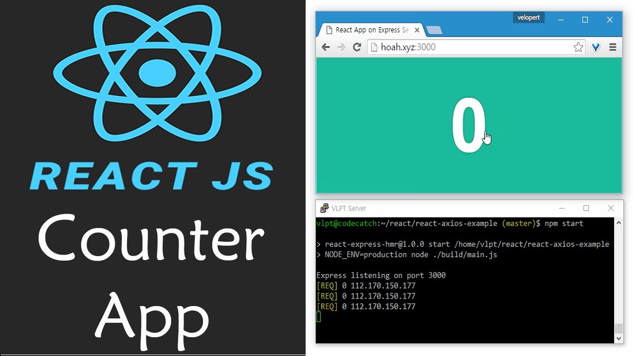 ReactJs  Counter Application | Example Change State on Button Click