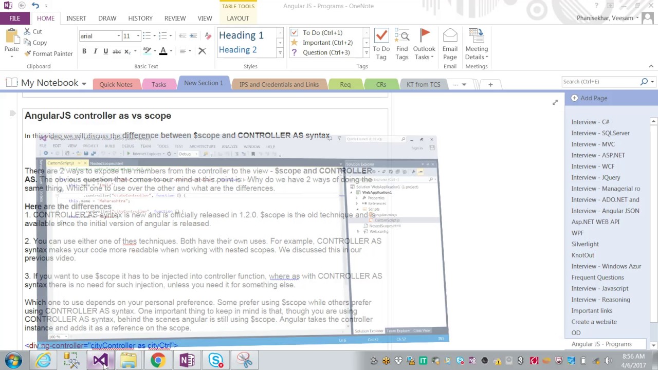 AngularJS Controller Vs Scope