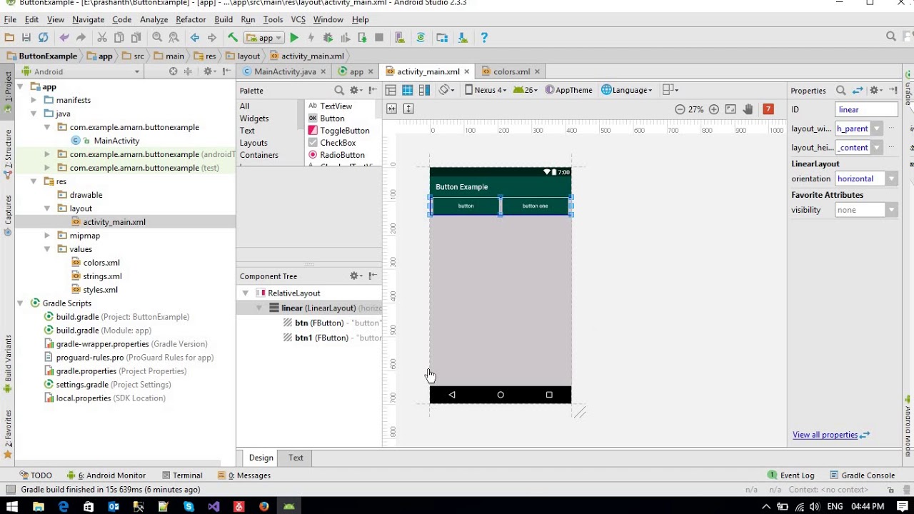 Android Studio Tutorial-01-Button onClick -Button with Shadow