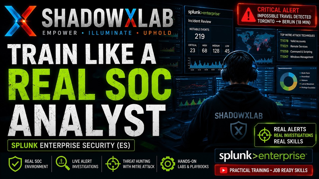 🚨 Train inside a REAL SOC environment using Splunk Enterprise Security (ES).