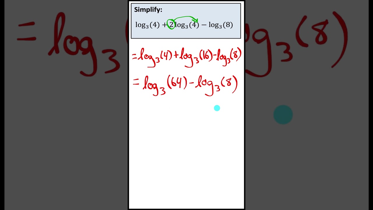 Simplify a Logarithmic Expression | jensenmath.ca #maths #highschoolmath #logarithm
