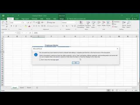 How to Save a Spreadsheet as Final and make it Read only in Excel 2016