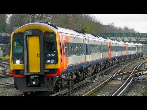 SWR 159008 + 159108 + 158881 + 158890 10 Car Combo Arrives Into Basingstoke For Salisbury