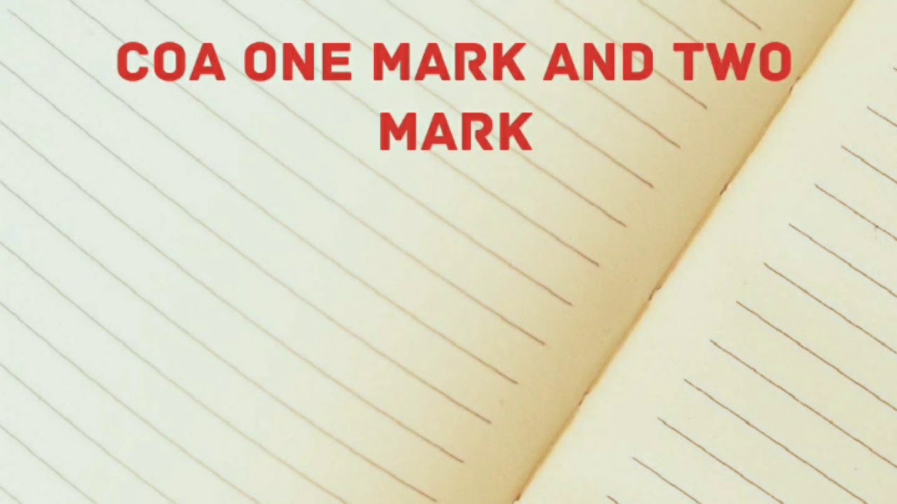 COA ONE MARK AND TWO MARK PDF