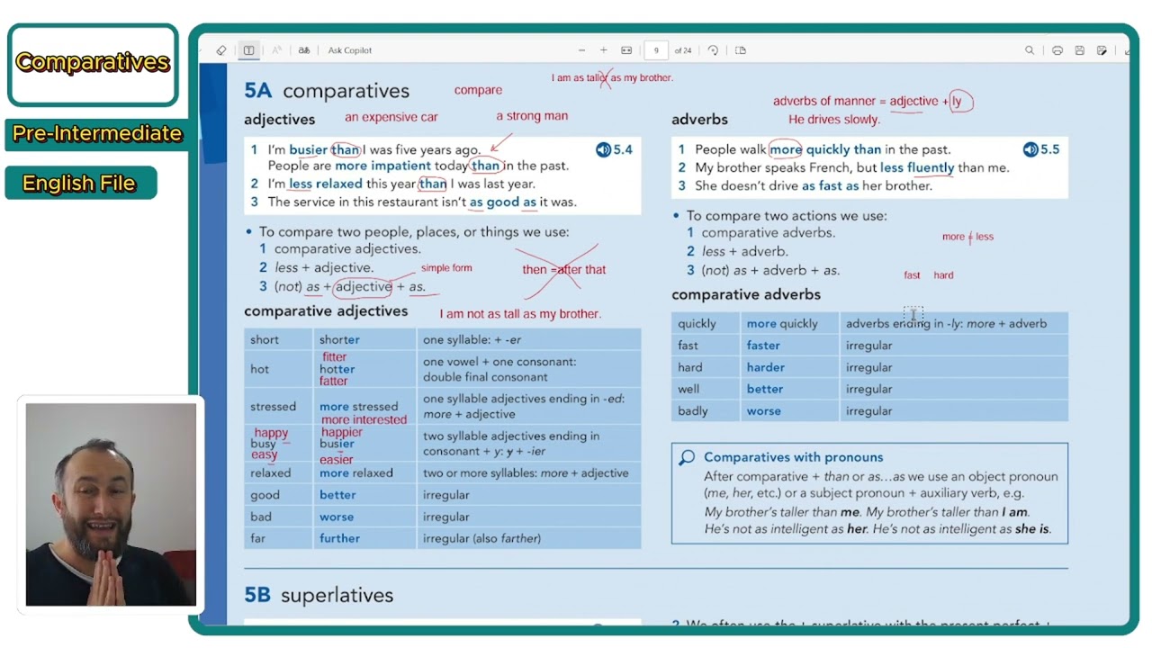 Pre-Intermediate, English File, Grammar 5A, Comparatives