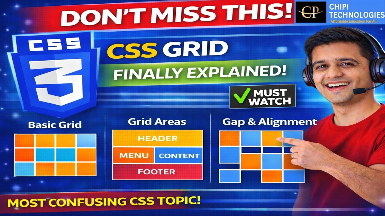 CSS Grid Explained Simply | Two-Dimensional Layout System (Hindi) - Session 1 - ChiPi Technologies