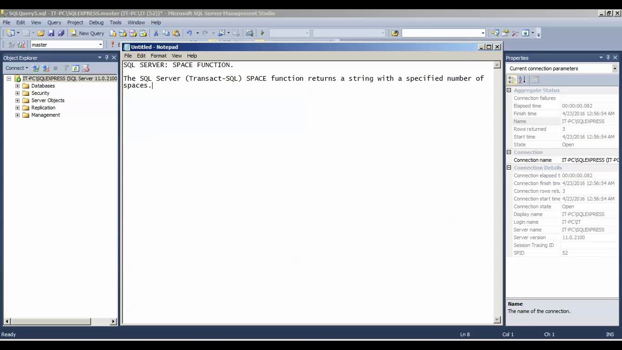 SQL SPACE Function - how to use SPACE Function