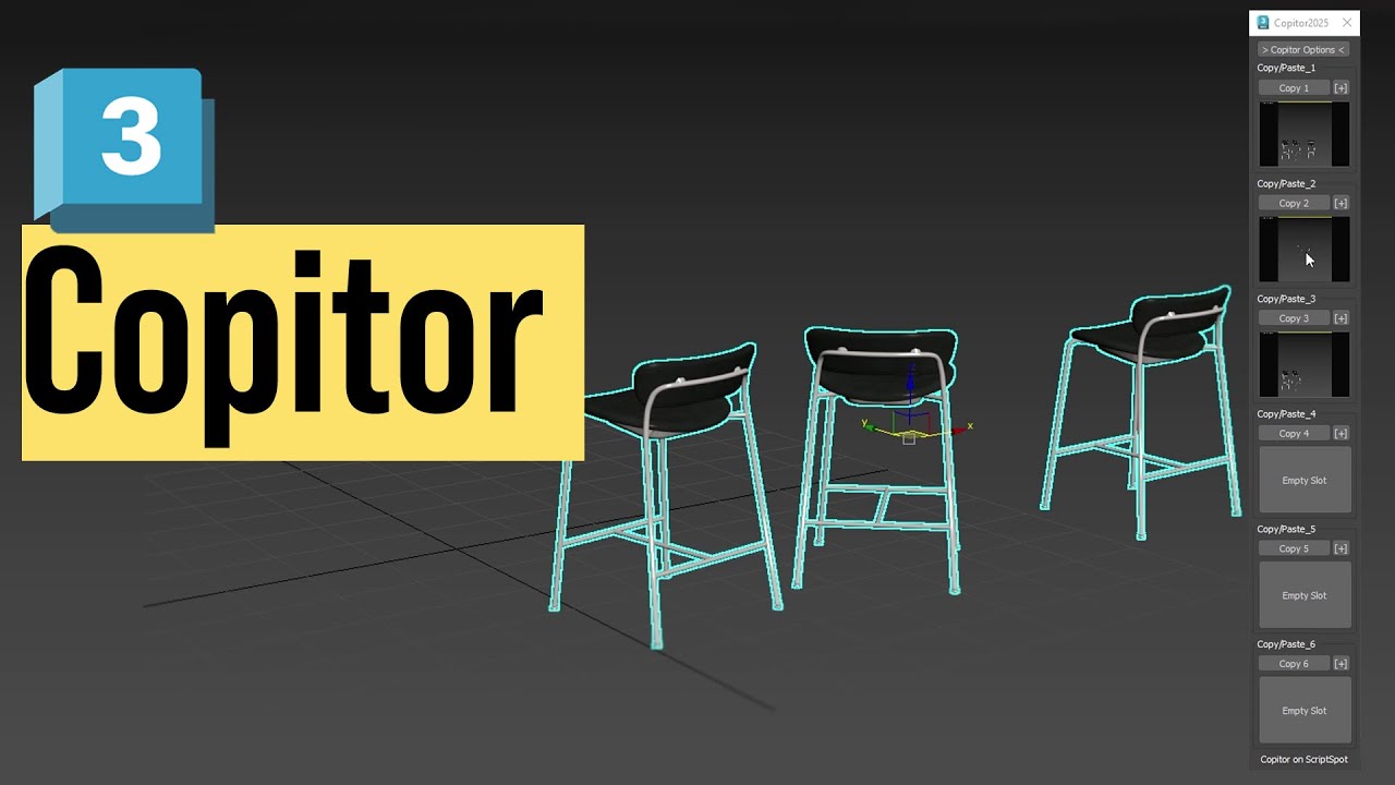 Copy Objects Between 3d Studio Max files with Copitor