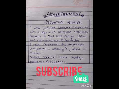 Advertisement writing class 11/12 English writing skill