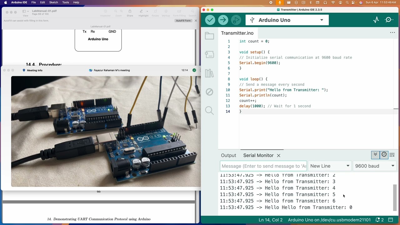 IoTAP Lab | Exp 14 | UART Communication Protocol using Arduino