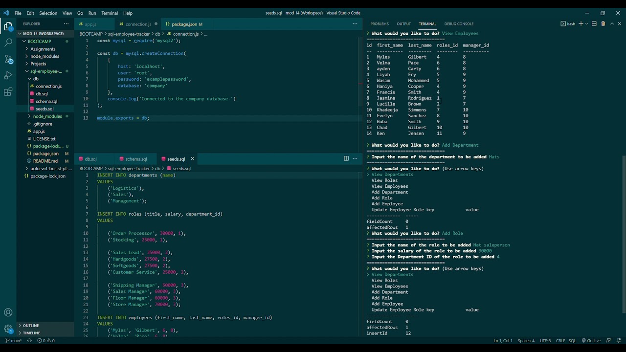 SQL Employee Tracker Usage and Installation Tutorial