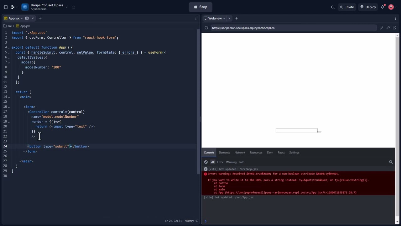 React Hook Form - Nested Field Validation in Controller #replit