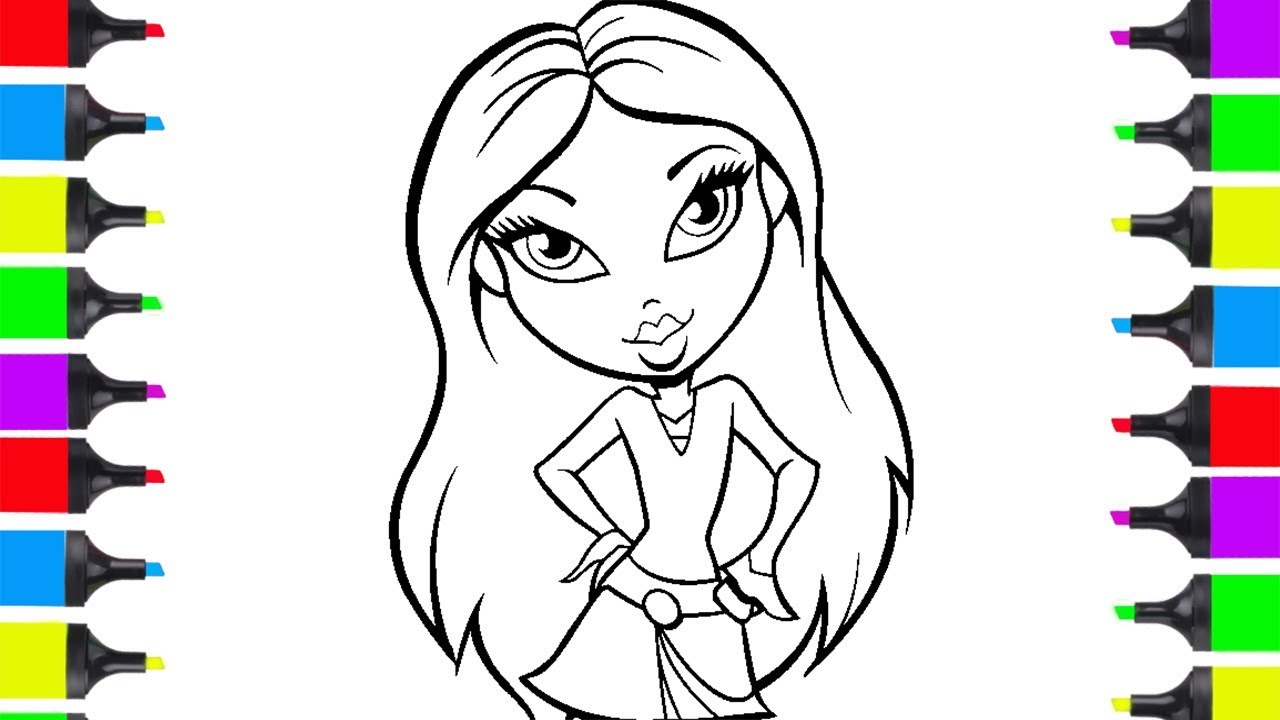 How To Draw Fashion Girl Bratz Doll Easy | Coloring Pages For Kids| Learn How To Draw
