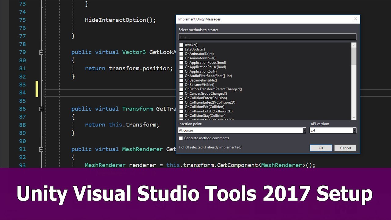 Unity Visual Studio 2017 Setup & Tools
