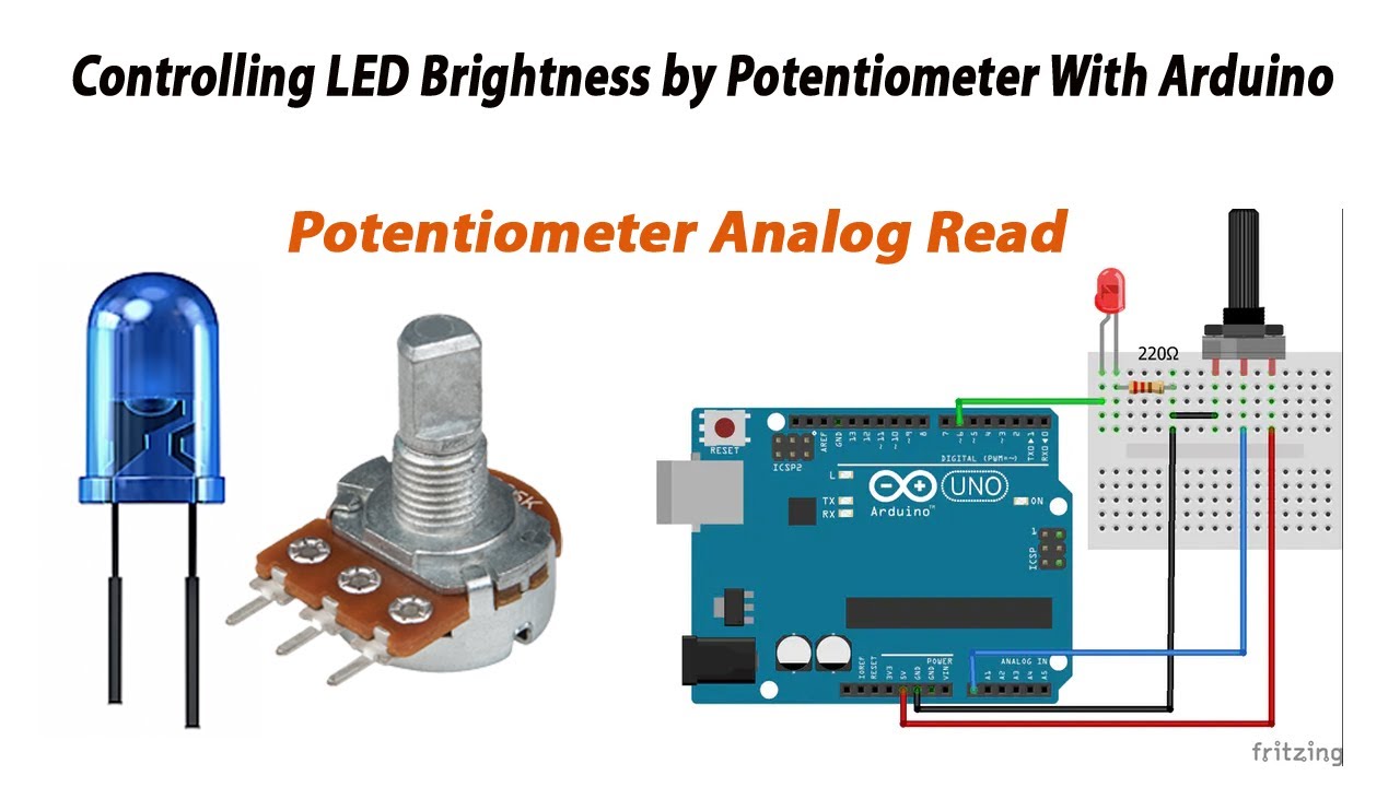 Controlling LED Brightness by Potentiometer With Arduino