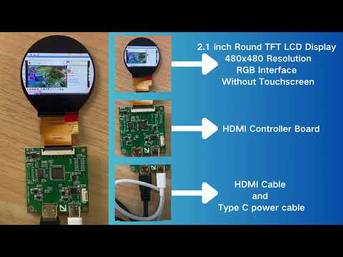 2.1-inch round TFT LCD Display with HDMI board