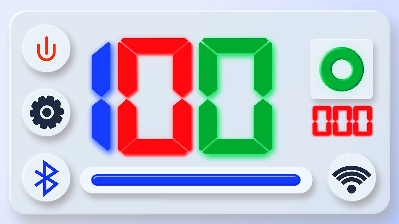 100 Second Countdown Timer (100 to 0) with Upbeat Groovy Corporate Music | Retro Digital UI | 4K