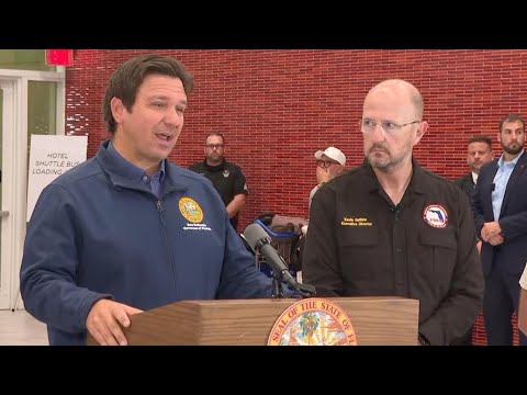Gov. Ron DeSantis speaks as rescue flight arrives in Tampa, carrying Americans from Israel