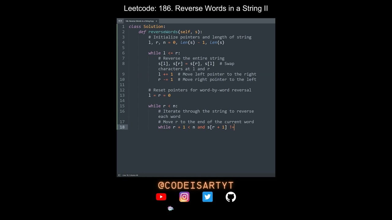 Leetcode 186. Reverse Words in a String II in Python | Python Leetcode | Python Coding Tutorial
