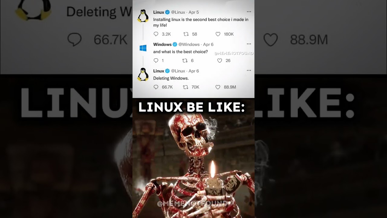 Linux is Cooking 💀 #shorts #memes